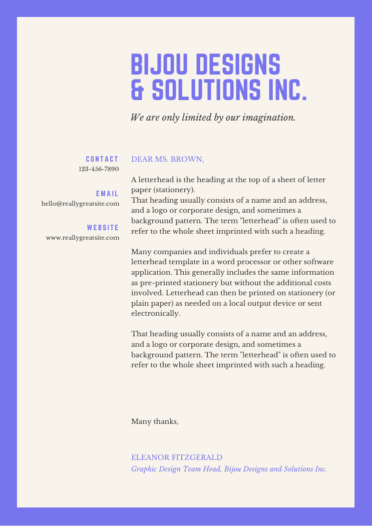 Business Letter On Letterhead For Your Needs Letter Template Collection